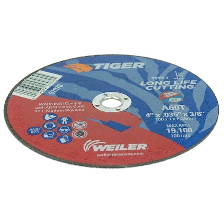 Weiler Type 1, 4 in Dia, 0.035 in Thick, Aluminum Oxide, 60 Grit 57070 | Zoro